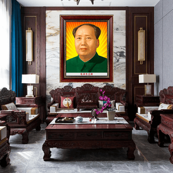 毛主像挂像墙画主席客厅中堂挂画壁画斯大林孙中山马克思伟人画像 实木红框10号 宽度80*100高度 有框 有机透明板