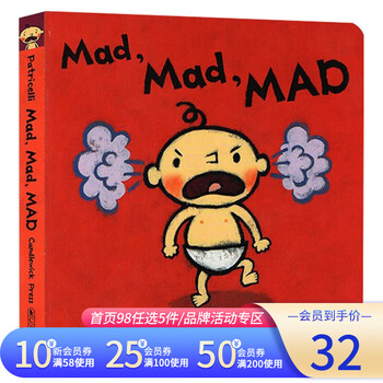 英文原版 Mad Mad Mad 一根毛 脏小孩 英文原版绘本Leslie Patricelli 纸板书 启蒙情绪管理图画书 .