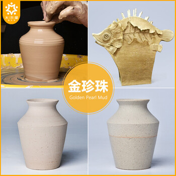 水流星陶艺软陶泥陶艺泥陶艺泥料泥巴瓷泥黄陶高白中白陶泥1公斤 金珍珠/公斤