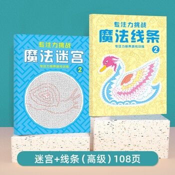 魔法线条迷宫专注力训练神器6-18岁左右脑开发逻辑思维锻炼书 【2册】魔法线条+魔法迷宫(高级)