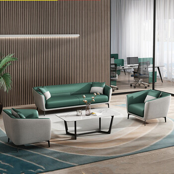 桌小简 办公室沙发商务会客区洽谈接待室简约商用会议室办公沙发茶几组合套装 三人位(蓝色)【图片 价格 品牌 报价】-京东