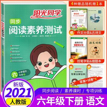 s同步阅读素养测试六年级下册语文部编 2021正版宇轩小学6六年级下语文课本同步阅读