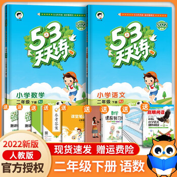 2022新版53天天练二年级下册语文数学部编人教版 小学二年级下册同步练习册语文数学同步试卷