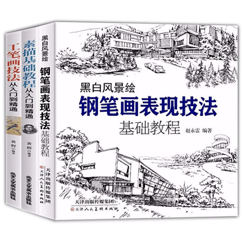 正版全3册 钢笔画手绘表现技法+素描基础教程+工笔画技法从入门到精通零基础学绘画速写线描画初学者绘画