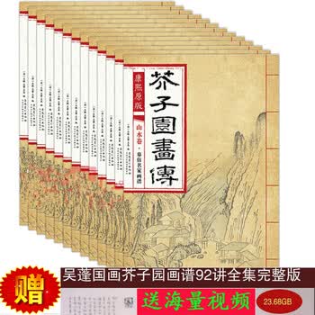 康熙原版芥子园 花鸟卷山水卷芥子园画传 全集 芥子园画谱 全套13册花鸟山水卷梅兰竹菊谱翎毛