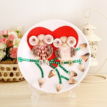 威艾斯儿童益智手工DIY天然贝壳海螺贴画材料包 创意手工粘贴圆盘画礼物 比翼双飞