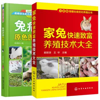 包邮 家兔快速致富养殖技术大全+兔病诊治原色图谱 共2册 兔子疾病诊断与防治预防教程 