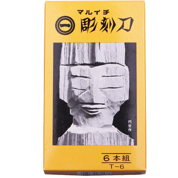 日本義义春刃物 木刻刀木雕木工工具刀手工橡皮章雕刻刀 (内赠磨刀石) 6支装 (T-6)