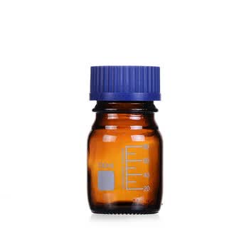 蓝盖丝口瓶 螺纹口带刻度玻璃密封瓶 蓝盖试剂瓶 棕色茶色 100mL