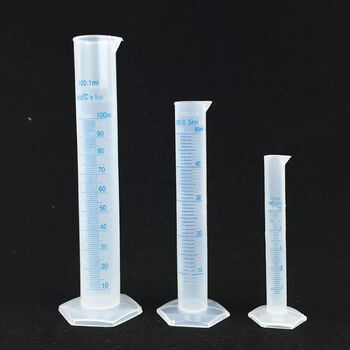 蓝线白线两面刻度塑料量筒 加厚PP材质 透明直型量杯 化学实验器材 教学仪器 500mL