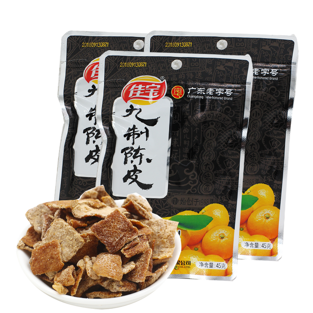 佳宝 九制陈皮酸甜果干陈皮丝桔皮片蜜饯零食小吃 袋装佳宝九制陈皮45g*3 - Nice222