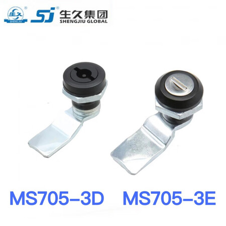 生久柜锁 门锁MS705-3D-3E锌合金圆柱锁 工业设备不锈钢配电箱锁 MS705-3E 镀亮光铬 35-50mm x 通用型 x 带钥匙 ...