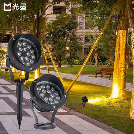 光墨（GUANGMO）防水照树灯户外射树灯射灯投光灯草坪插地灯庭院灯七彩景观照明灯 插地款-15W 暖光【图片 价格 品牌 报价】-京东