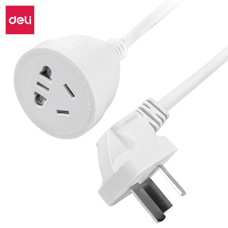 【得力18345(03)】得力（deli）3米 10A 5孔3插延长线 新国标安全门电源插座延长线/电源线插座/三芯延长线 18345（03 ...