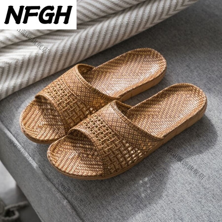 NFGH草鞋手工男居家风藤草室内民族风拖鞋编织亚麻鞋夏季型凉拖 淡紫- 咖啡开口-U85 39 鞋底26(适合39-40码)【图片 价格 品牌 ...