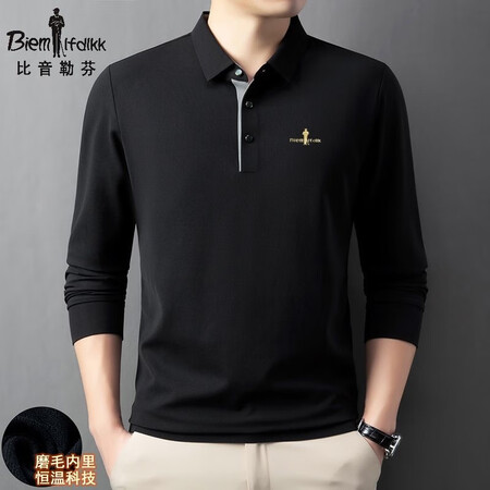BIEMLFDLKK比音勒芬勒分POLO男士新款纯色翻领中青年长袖休闲商务T恤上衣 黑色 XL【图片 价格 品牌 报价】-京东