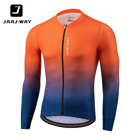 JAAJ-WAY骑行服男秋季自行车长袖高弹透气上衣山地公路单车速干运动装备 橙蓝渐变 上衣【顺丰速发】 XXL【图片 价格 品牌 报价】-京东