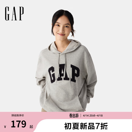 Gap男女装2025春季新款贴布绣logo连帽衫卫衣经典上衣美版 灰色 868453 M 美码 L亚洲码180/96A【图片 价格 品牌 报价】-京东