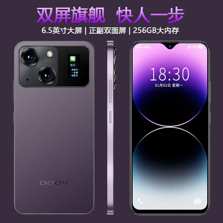【朵唯D80 Pro】朵唯（DOOV）D80Pro 256GB 智能手机 双屏八核学生手机 移动联通电信全网通4G便宜老年老人手机 暗月紫 ...