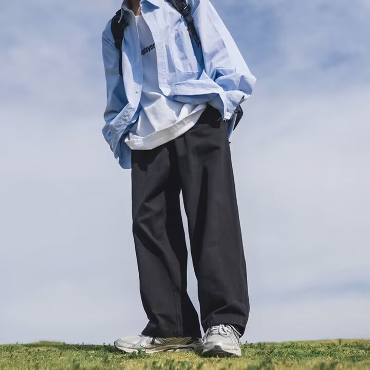 POUM男装联名工装裤男夏季爆款港风复古宽松高街垂感潮流直筒休闲裤子 YXXS-A931黑色 3XL【图片 价格 品牌 报价】-京东