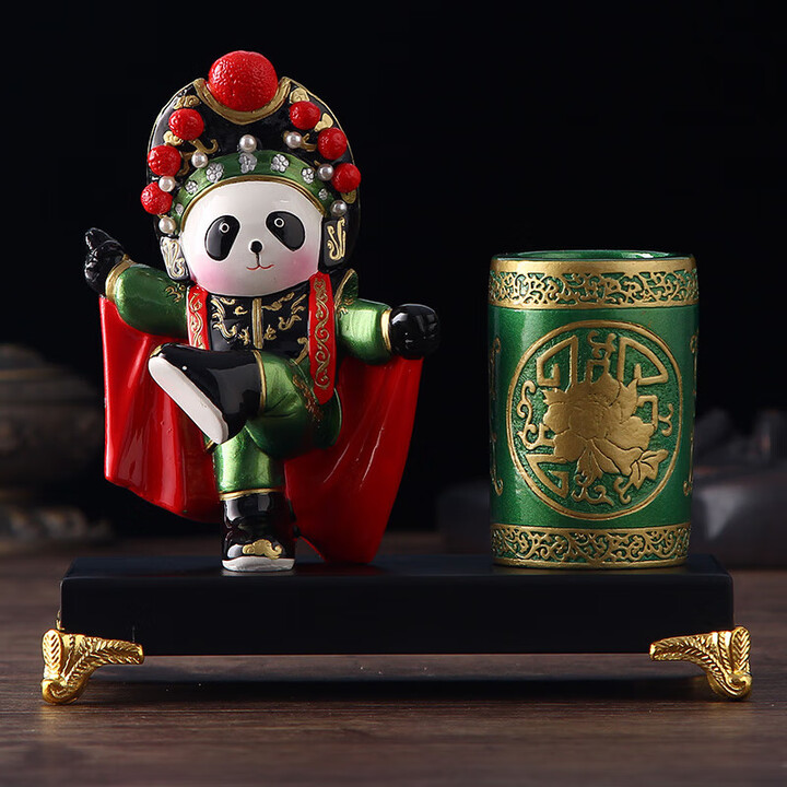 蜀韵轩京剧笔筒卡通熊猫川剧人物摆件实用中国风特色礼品出国送老外礼物 变脸熊猫绿色【图片 价格 品牌 报价】-京东