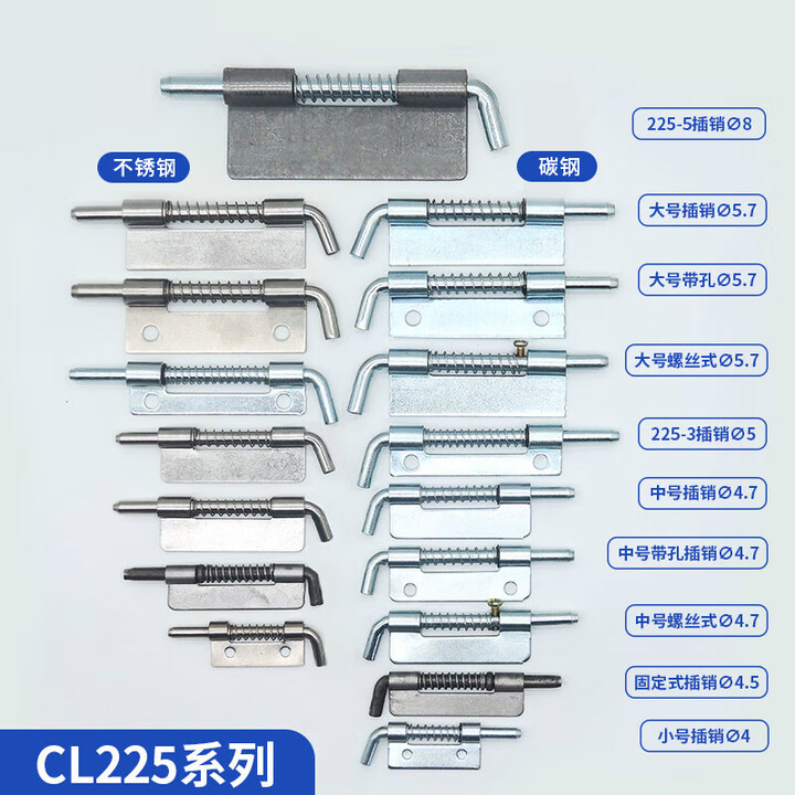 CL225不锈钢配电柜箱上下门轴HL035碳钢柜门可拆左右弹簧插销铰链 225-1大号(镀白) 右【图片 价格 品牌 报价】-京东