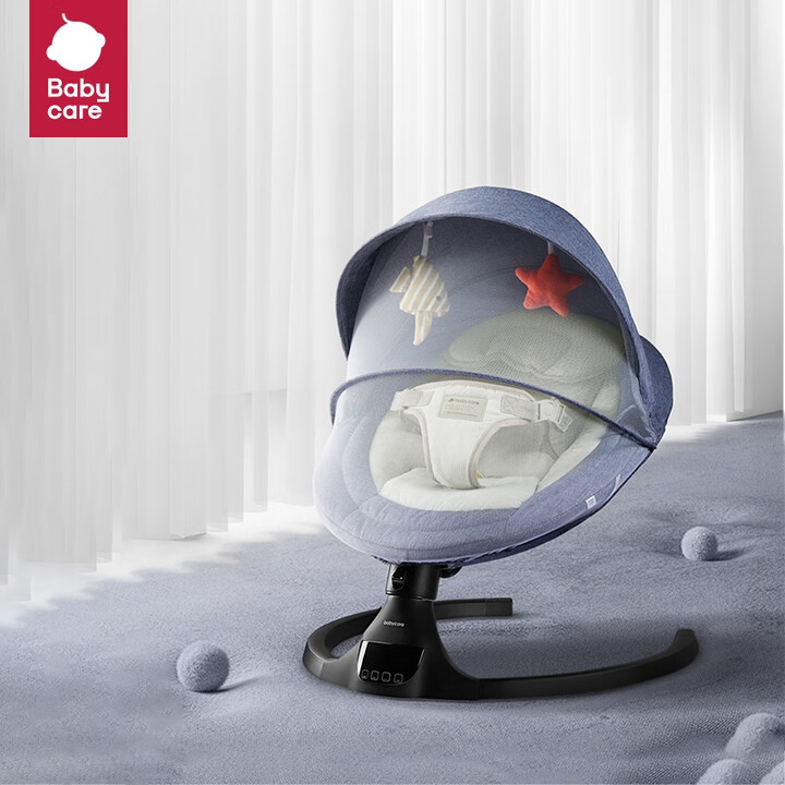 BABYCARE婴儿摇摇椅哄娃神器 宝宝电动摇椅电动摇篮新生儿礼盒满月礼物 【格里蓝】蚊帐+玩偶【图片 价格 品牌 报价】-京东