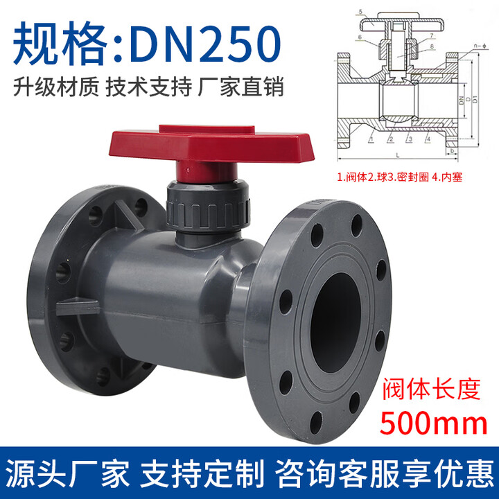 定制UPVC法兰球阀Q41F-10S耐腐蚀PVC水管连接一体式聚塑料阀门 DN250【图片 价格 品牌 报价】-京东