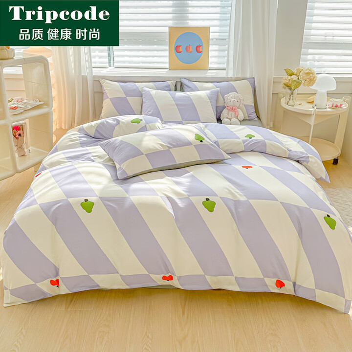 TRIPCODE简约柔软四季款床上用品家纺四件套 柔软亲肤奶 理想 床单款 （被套200*230cm） 标准四件套【图片 价格 品牌 报价】-京东
