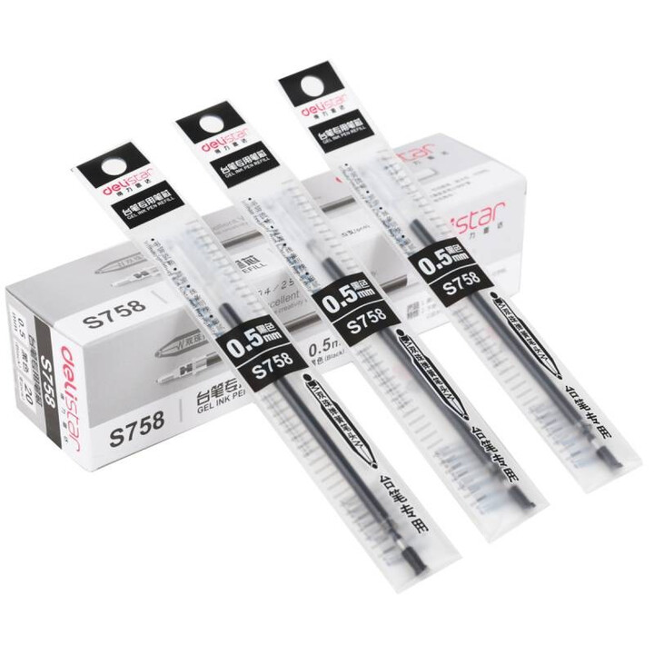 【得力S758】得力S758台笔专用笔芯0.5mm弹簧头(黑)(60支)【行情 报价 价格 评测】-京东