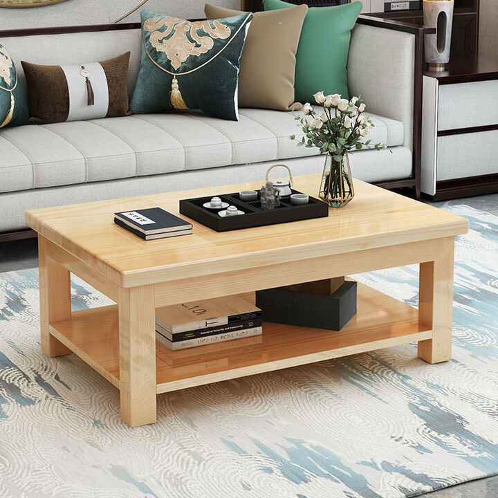 诗芝麓实木茶几桌客厅小户型简约原木家用茶桌双层泡茶小桌子餐桌两用 原木色100长60宽45高]双层 组装【图片 价格 品牌 报价】-京东