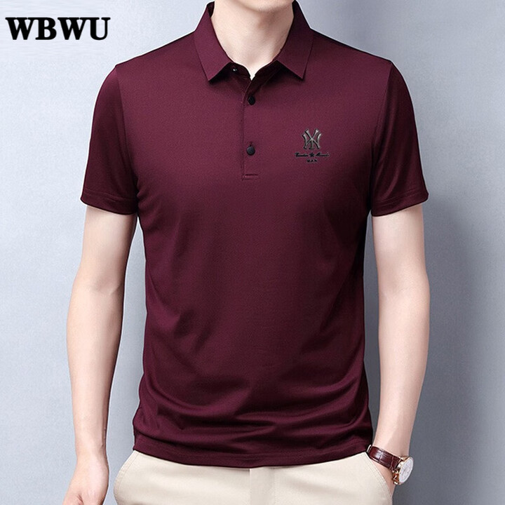 WBWU轻奢品牌POLO衫短袖 t恤男夏季薄款上衣服冰丝休闲半袖宽松翻领 YY酒红色 2XL (建议145-165斤)【图片 价格 品牌 报价】-京东
