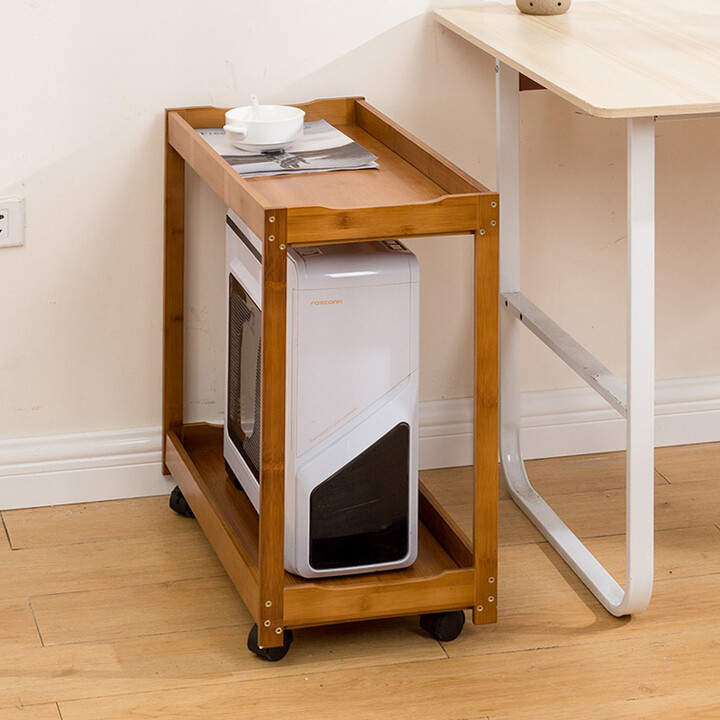 红墨匠 台式电脑主机托架带轮可移动机箱托架底座托盘多层置物架落地办 茶色带护边移动边柜 【图片 价格 品牌 报价】-京东