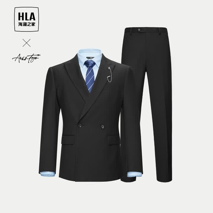 海澜之家（HLA）西服套装男装24春秋季新款戗驳领Avantgo系列上衣服男士西服套装 黑色11（西服+西裤） 3XL 190/112C建议 ...