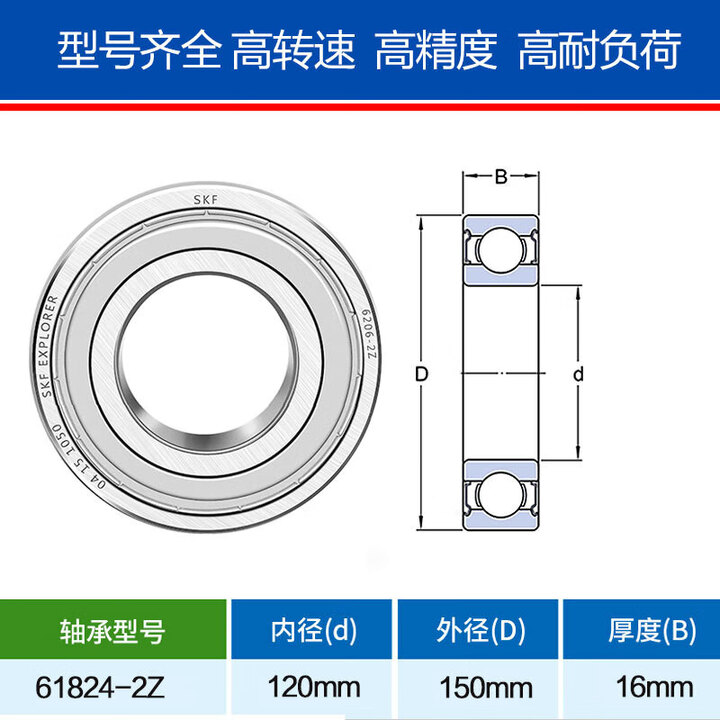 SKF高速轴承61818 61819 61820 61821 61822 61824 2Z 2RS1 61824-2Z/C3金属密封【图片 ...