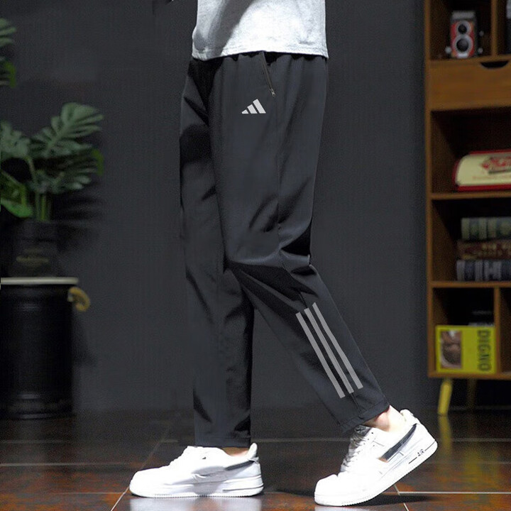 阿迪达斯 （adidas）运动裤男裤2025夏季新款休闲裤梭织透气宽松跑步训练长裤HF8985 速干IM7484黑色 S /175/推荐110 ...