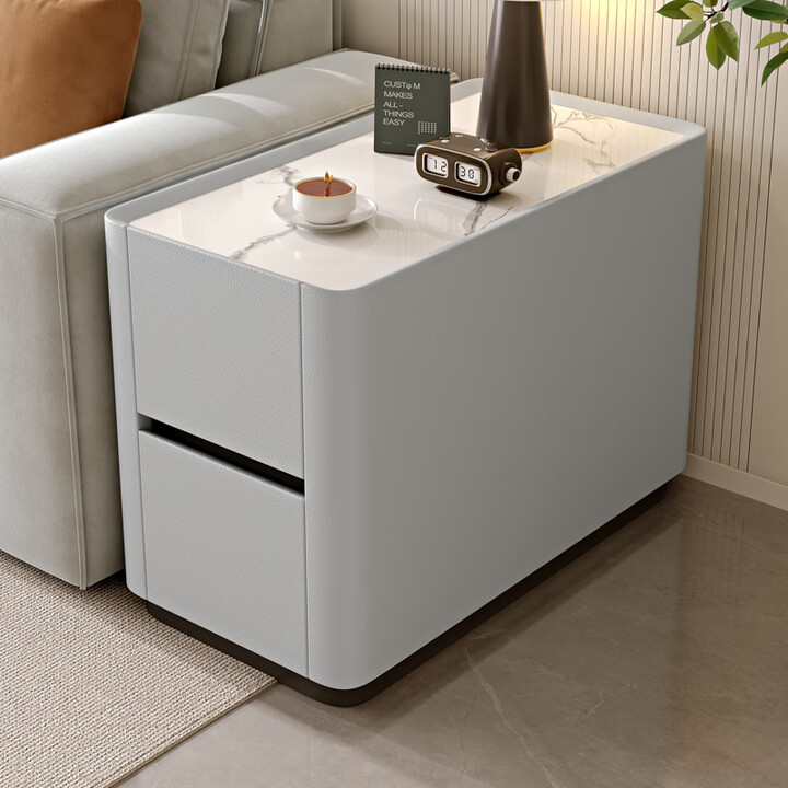 有威实木边几沙发边柜置物柜轻奢现代高档边柜皮质客厅小户型客厅边柜 浅灰色 宽30x深80x高55cm【落地款】【图片 价格 品牌 报价】-京东