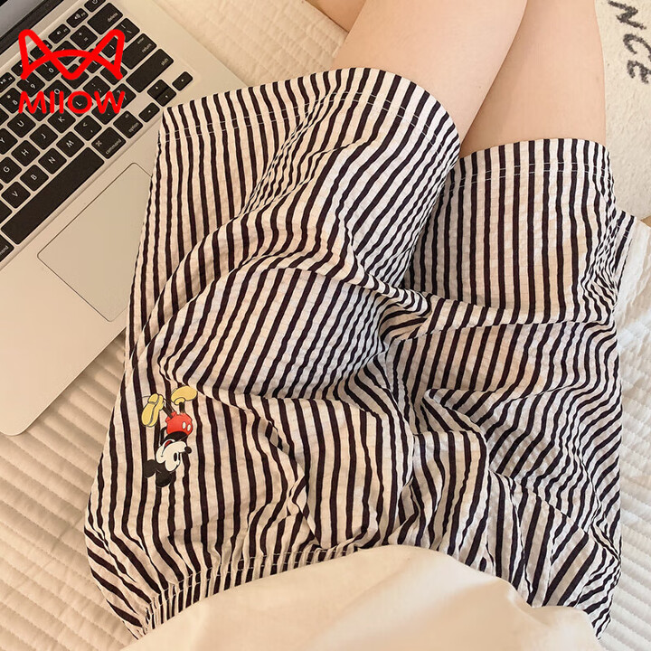 猫人（MiiOW）2025新款薄荷曼波条纹睡裤夏季男女款短裤外穿遛弯裤薄款家居裤 414#条纹米奇短裤 XL(110-130斤)【图片 价格 品牌 报价】-京东