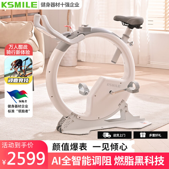 KSMILE动感单车家用智能运动小型磁控静音健身器材室内减肥款自行车 电控版24挡+紧急制动+蓝牙APP【图片 价格 品牌 报价】-京东