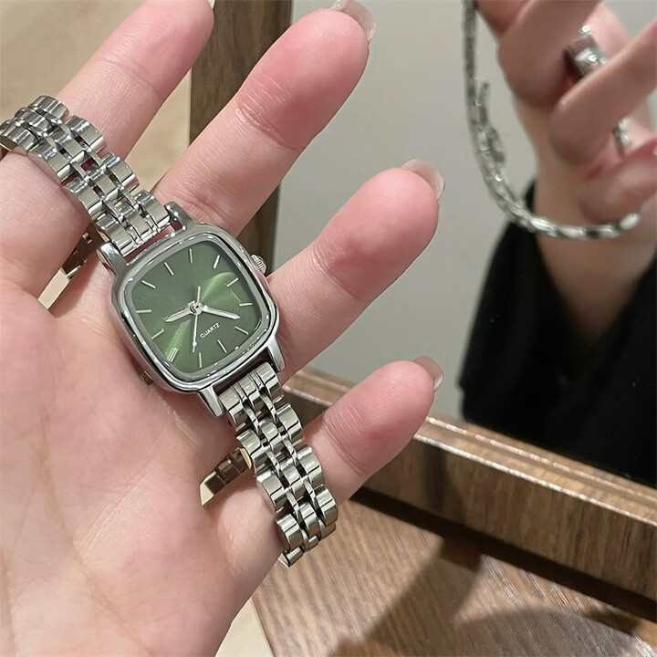 杜尊方糖手表女士小巧精致机械表轻奢气质小众2025新款方形钢带腕表女 绿色【图片 价格 品牌 报价】-京东