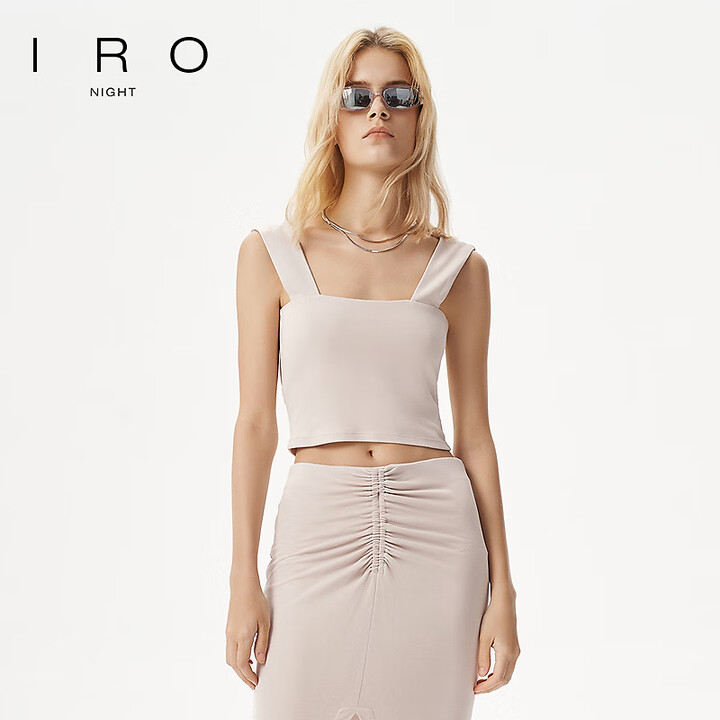 IRO NIGHT 纯色背心打底短款可外穿修身法式轻奢24夏季新款 粉白 XS【图片 价格 品牌 报价】-京东