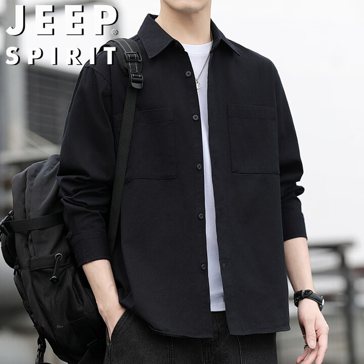 【JEEP SPIRITJEEP-957-Q-A221-MT-2511】JEEP SPIRIT吉普衬衫男士春秋长袖翻领上衣宽松纯棉休闲百搭外套 ...