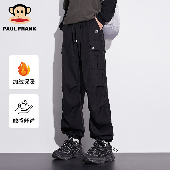 【大嘴猴（paul frank）PFAPT243521U】大嘴猴（paul frank）休闲裤男士冬季时尚舒适保暖百搭工装直筒休闲裤男 黑色 ...