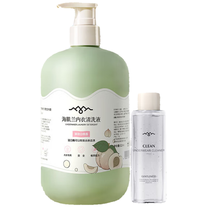 【海肌兰（SEAKLAM）内衣洗衣液】海肌兰内衣清洗液 除菌除螨520ml 白桃香泵头款*1瓶+80ml*1瓶 玫瑰红色【行情 报价 价格 ...