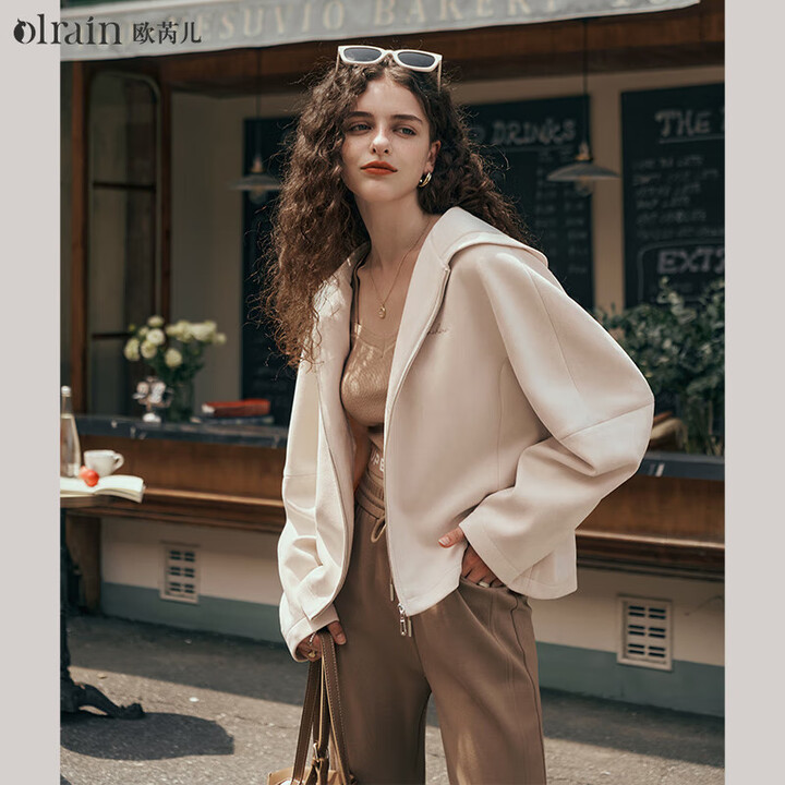 【OlrainO23QW85011】Olrain欧芮儿麂皮绒连帽短外套女装秋季休闲上衣 奶油杏（第二批次） XL【行情 报价 价格 评测】-京东