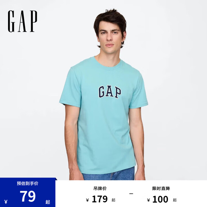 Gap男女装2025春季新款纯棉字母logo短袖T恤常规上衣美版570044 霜蓝色 M 美码 L亚洲码180/96A【图片 价格 品牌 报价】-京东