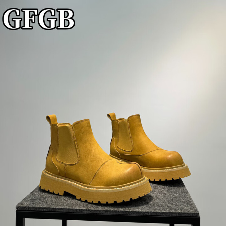 GFGB品牌轻奢马丁靴男2025秋冬季新款大黄靴男厚底增高工装靴子男 驼色-高端男靴 42-皮鞋码,偏大【图片 价格 品牌 报价】-京东