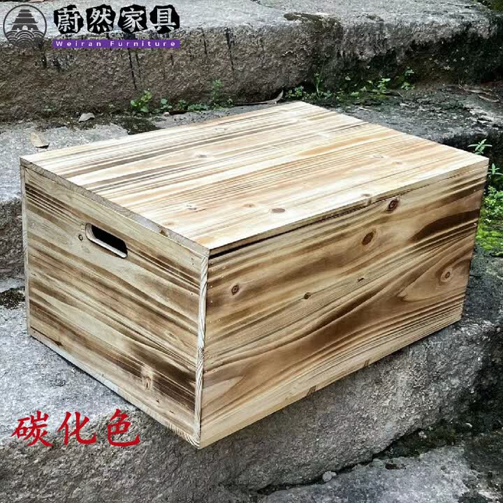 诗亭居木箱收纳箱复古带盖实木箱大号储物箱装饰居家收纳箱陈列长方定制 炭化色 带盖大木箱50X34X24高CM【图片 价格 品牌 报价】-京东