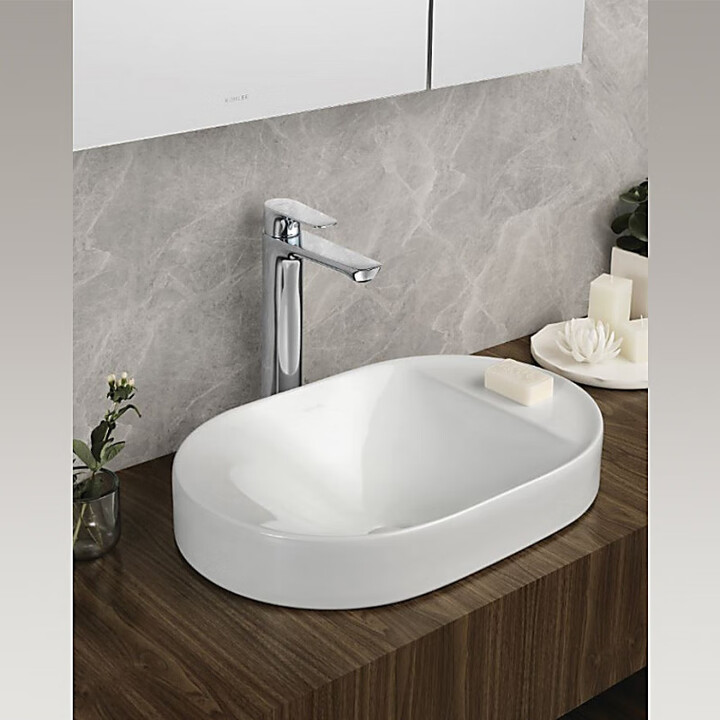 科勒（KOHLER）K-T-0/K-31703T-0/K-31705T-0乔灵椭圆形时尚台盆 K-31703T-0 无龙头孔带置物台【图片 ...