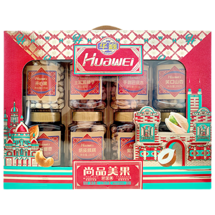 【华巍（HUAWEI FOOD）华巍坚果礼盒 1550g尚品美果（8罐装）】华巍（HUAWEI FOOD）坚果礼盒 尚品美果1550g 混合 ...